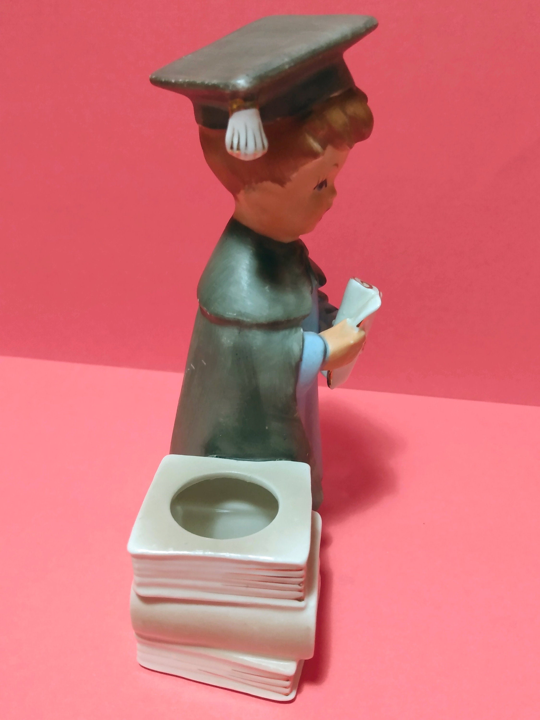 Graduate Boy Ceramic Figurine Candleholder Cake Topper HF Co. - Etsy