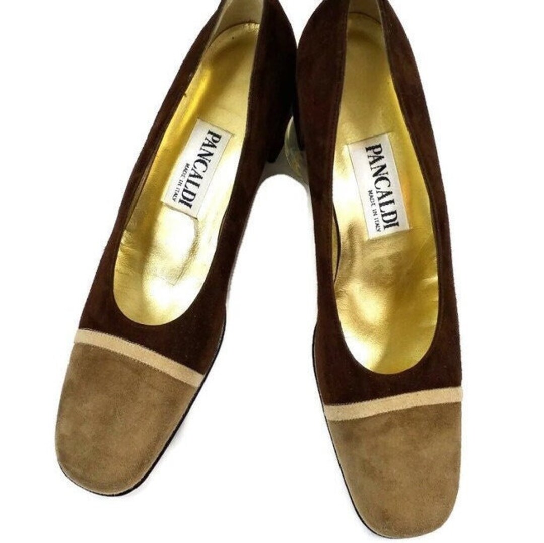 Vintage Pancaldi Women's Italian Designer Brown Tri-color Suede Leather ...