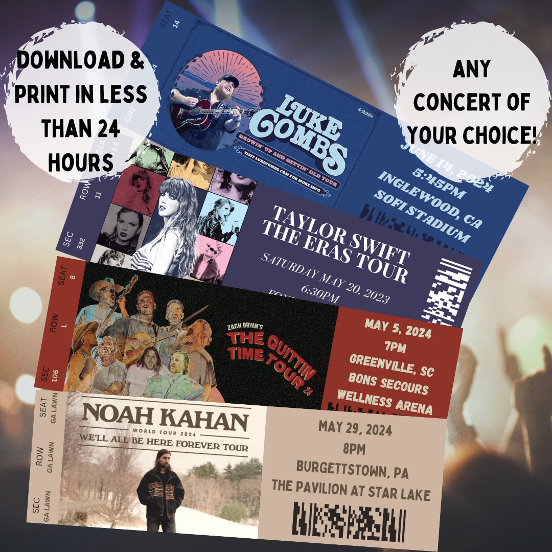 Custom Printable Concert Ticket, Concert Ticket Download, Customized ...