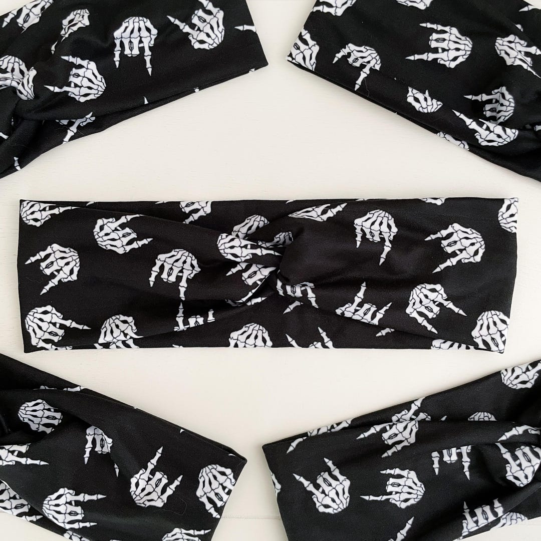 Rock Skeleton Hand Twist Headband: Stretchy Knotted Turban - Etsy