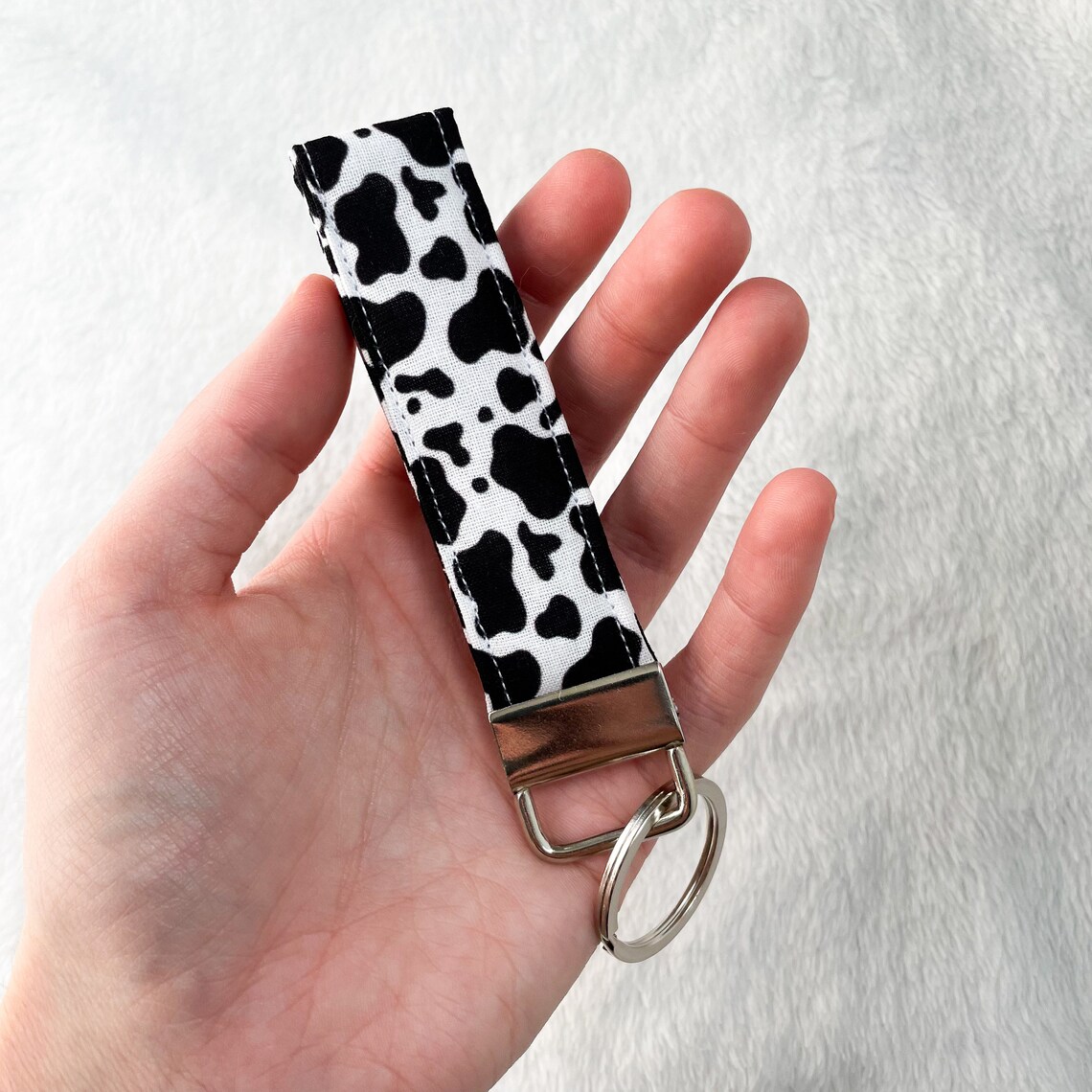 Cow Print Key Fob Wristlet Fabric Key Holder Keychain Car - Etsy