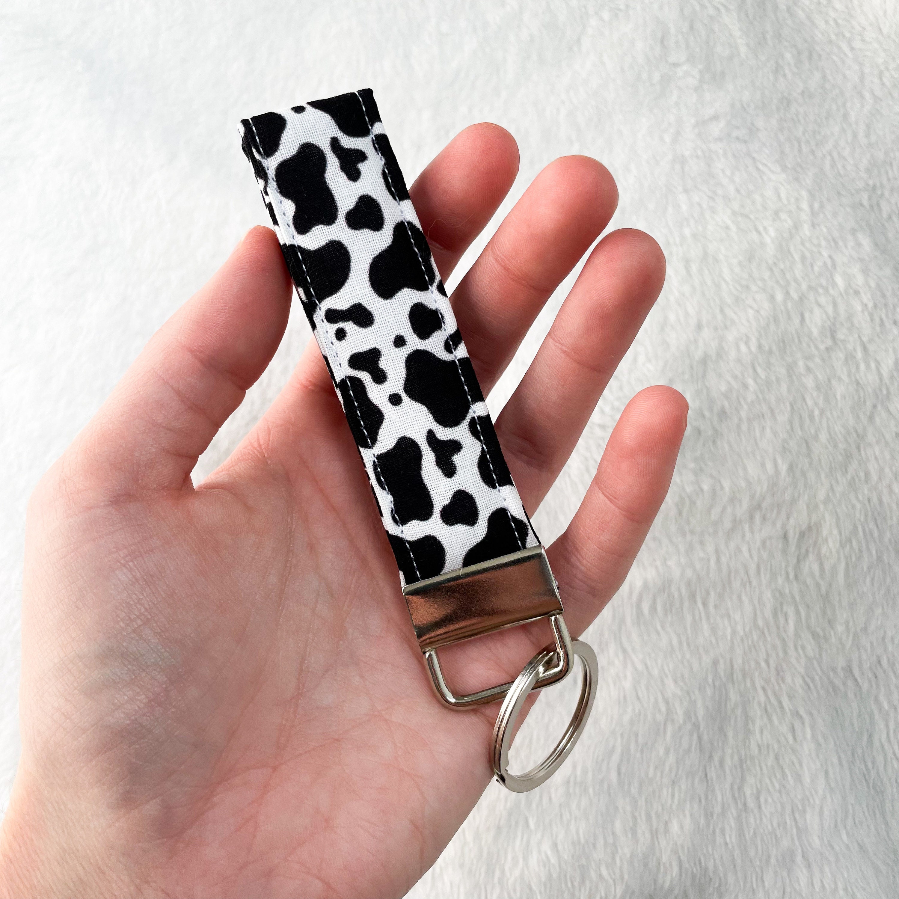 Cow Print Key Fob Wristlet Fabric Key Holder Keychain Car - Etsy