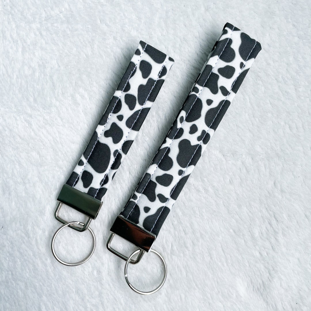 Cow Print Key Fob Wristlet Fabric Key Holder Keychain Car - Etsy