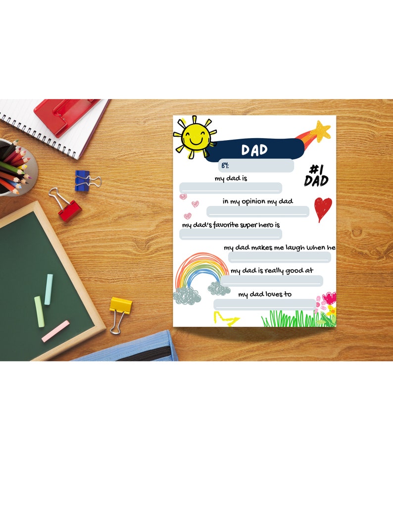 Father's Day My Dad is Printable Questionnaire for Kids Greeting Card ...