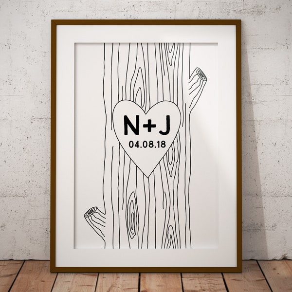 Initials Tree Heart - Etsy