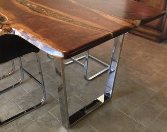 Brushed Stainless Steel Metal Tapered Table Base/legs Any | Etsy