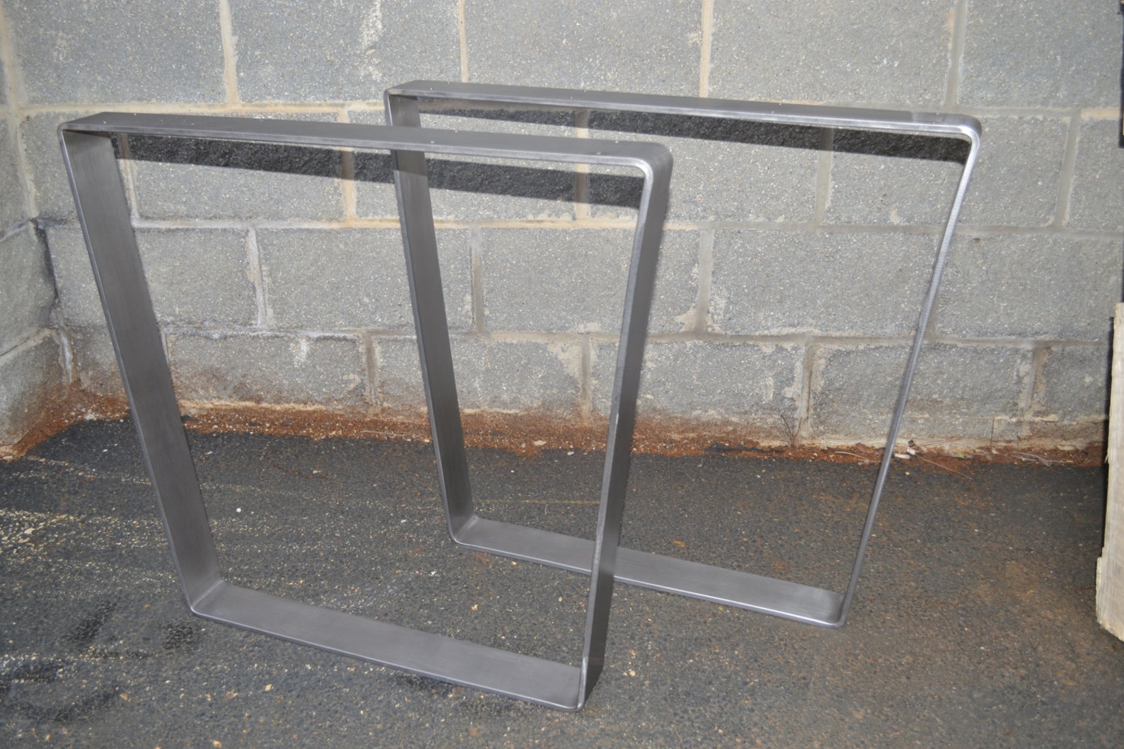 Brushed Stainless Steel Metal Trapezoid Table/bench Legs - Custom Sizes ...