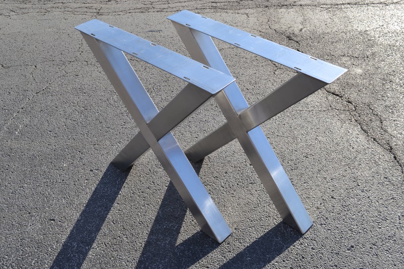 Brushed Stainless X-frame Metal Table Legs Any Size - Etsy
