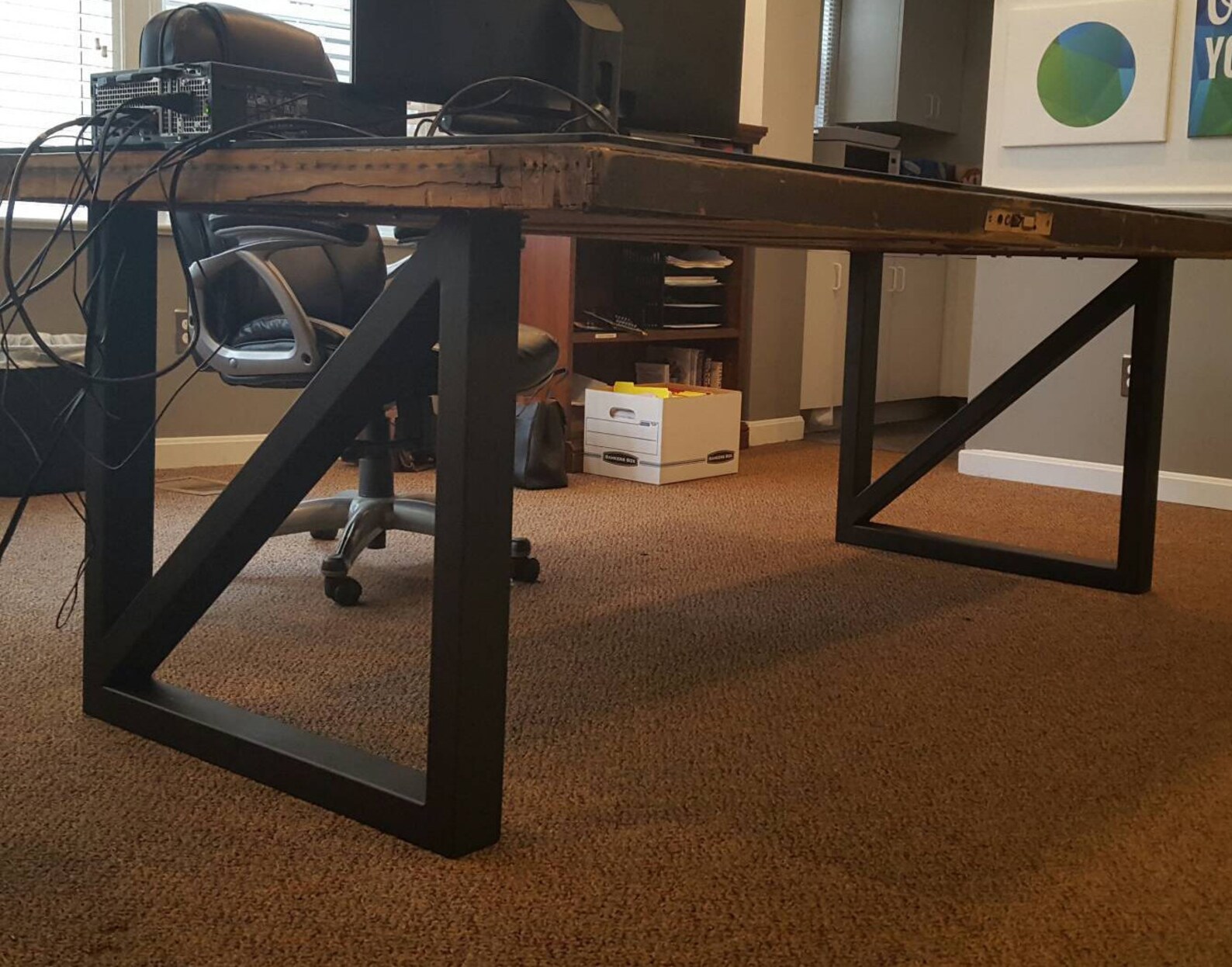 Steel Metal Table Legs, Rectangular Cross Brace Style - Any Size/color ...