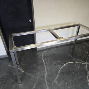 Brushed Stainless Steel Parsons Style Metal Table Base - Dining Tables ...