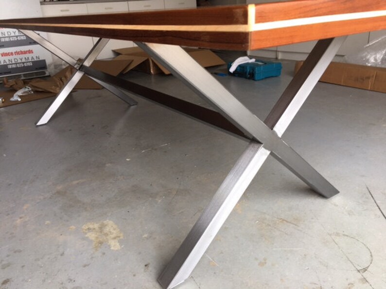 Brushed Stainless X-frame Metal Table Legs Any Size - Etsy