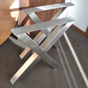 Brushed Stainless X-frame Metal Table Legs - Any Size! - Etsy