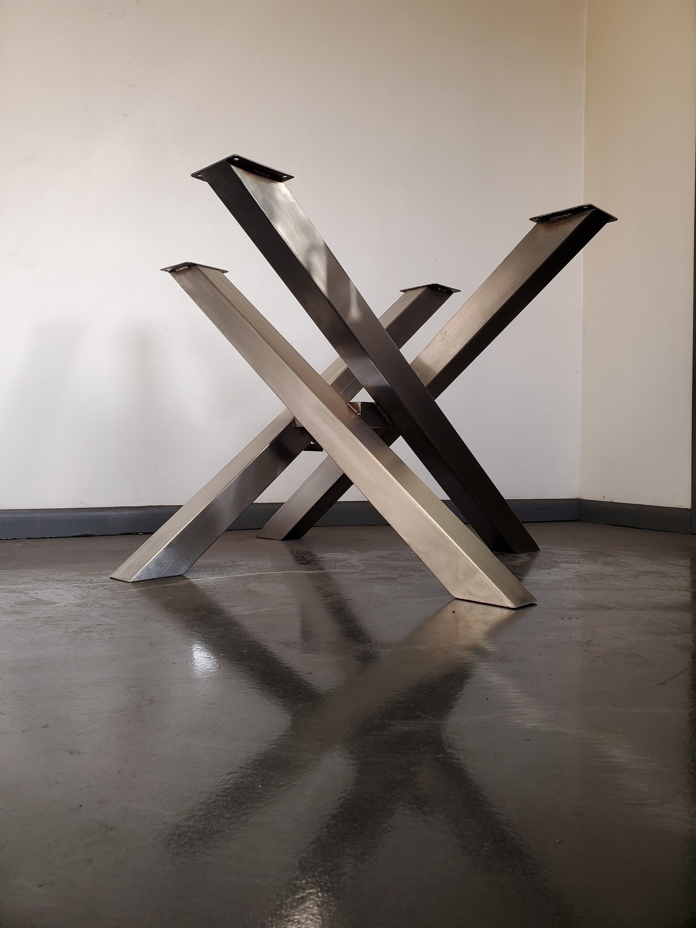 Metal Table Base Brushed Stainless CRISS CROSS Style Any Size Etsy