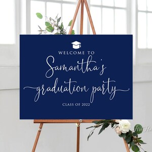 Navy Graduation Party Welcome Sign, Blue Graduation Welcome Sign, Grad ...