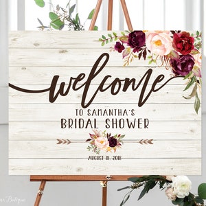 Rustic Welcome Bridal Shower Sign, Bridal Shower Welcome Sign, Floral ...