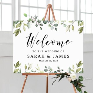 Botanical Wedding Welcome Sign, Greenery Wedding Welcome Sign ...