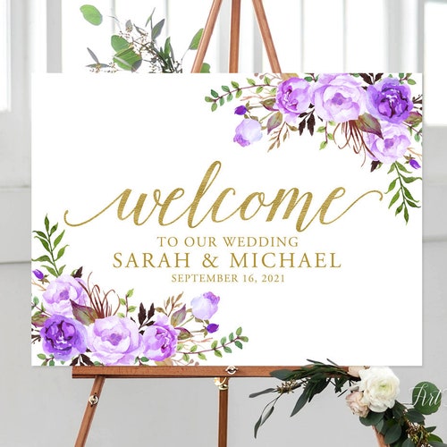 Lavender Welcome Sign Welcome to Our Wedding Sign Landscape - Etsy