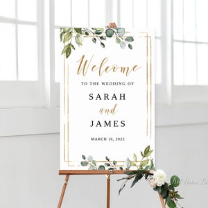 Botanical Wedding Welcome Sign, Greenery Wedding Welcome Sign ...