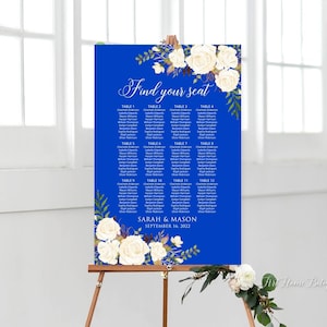 Royal Blue Wedding Seating Chart, Blue Seating Plan, Find Your Seat ...