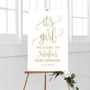It's a Girl Welcome Sign, Baby Shower Welcome Sign, Calligraphy Welcome ...