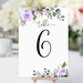 Purple Table Numbers, Purple Wedding Table Numbers, Floral Table ...