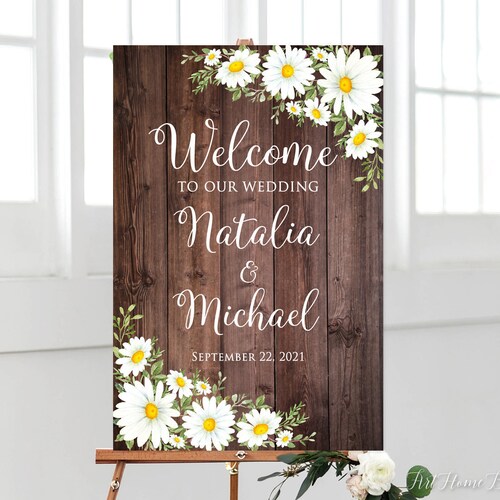 Daisy Wedding Welcome Sign Rustic Daisies Welcome Printable - Etsy