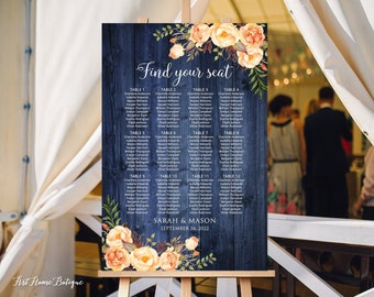 Blue Seating Chart DIY Seating Plan Blue Seating Plan DIY - Etsy