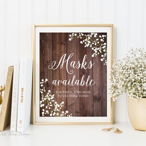 Masks Available Sign, Mask Wedding Sign, Social Distance Wedding Sign ...