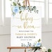 Light Blue Babies in Bloom Welcome Sign, Blue Baby Shower Welcome Sign ...