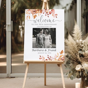Fall Anniversary Welcome Sign, Photo Anniversary Welcome Sign, 50th ...