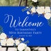 Royal Blue Birthday Welcome Sign Blue and White Flowers Blue - Etsy