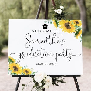 Sunflower Graduation Party Welcome Sign, Grad Party Sign, Graduation ...