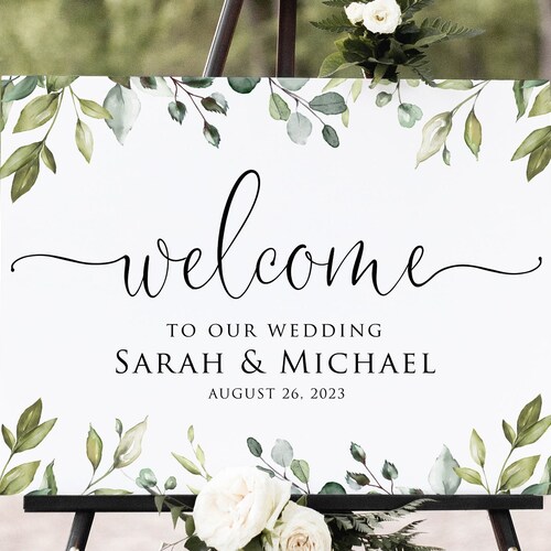 Botanical Wedding Welcome Sign Greenery Wedding Welcome Sign - Etsy