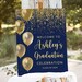Navy Graduation Party Welcome Sign, Gold Confetti Graduation Sign, Gold ...