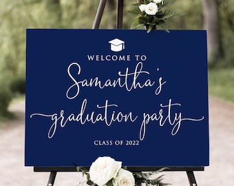 Navy and Gold Graduation Welcome Sign, Custom Graduation Board ...