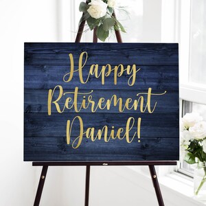 Happy Retirement Sign, Rustic Navy Retirement Welcome Sign, Blue ...