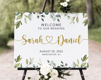 Eucalyptus & Gold Wedding Welcome Sign Printable Greenery - Etsy