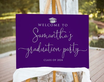 Purple Graduation Signs, Graduation Party Decor, Custom Welcome Sign ...