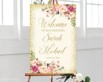 Welcome Wedding Sign Welcome To Our Wedding Sign Ivory | Etsy