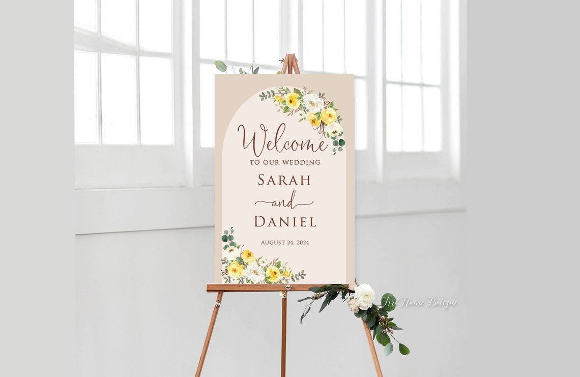 Yellow Wedding Welcome Sign Arch Wedding Welcome Sign Yellow - Etsy