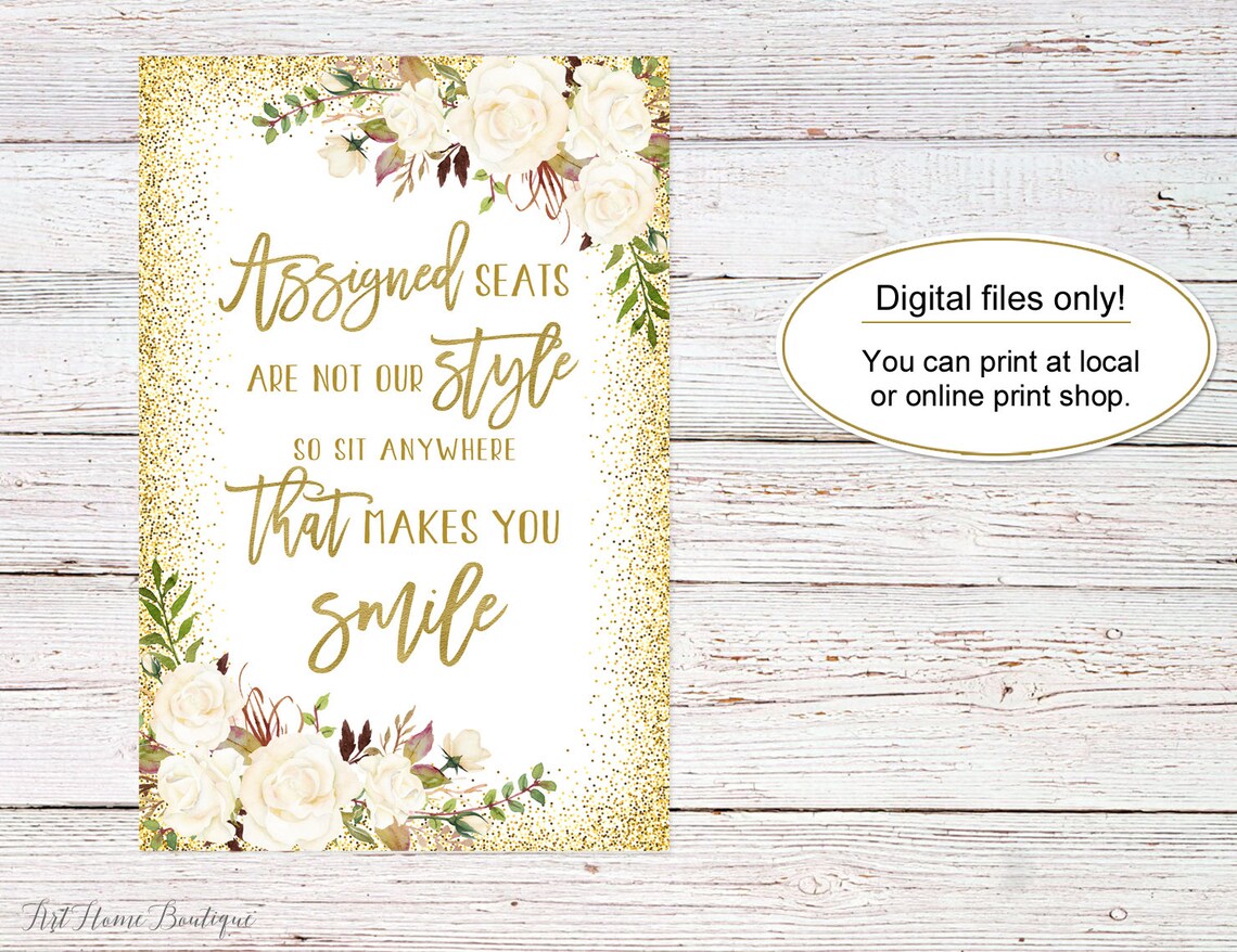 Assigned Seats Sign Assigned Seats Are Not Our Style so Sit - Etsy