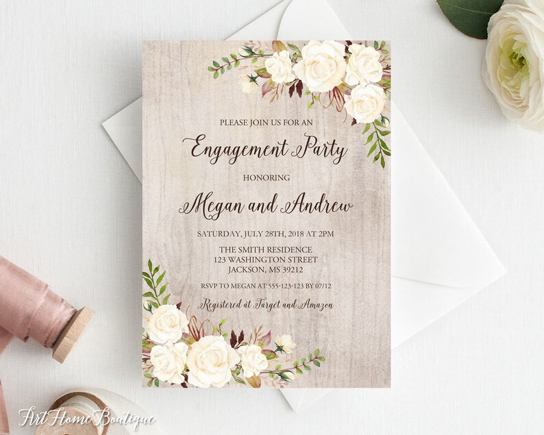 Rustic Engagement Party Invitation Floral Engagement Party - Etsy