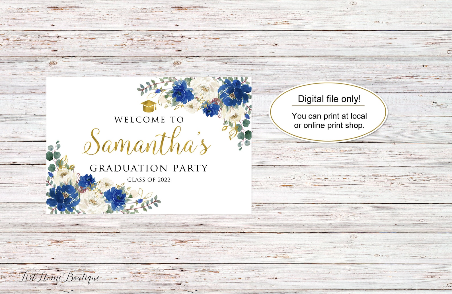 Blue Gold Graduation Party Welcome Sign Blue Graduation - Etsy