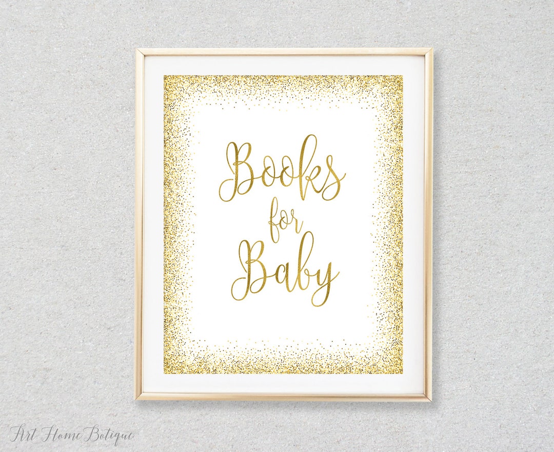 Books for Baby Sign, Bring a Book Instead of a Card, Gold Bring a Book ...
