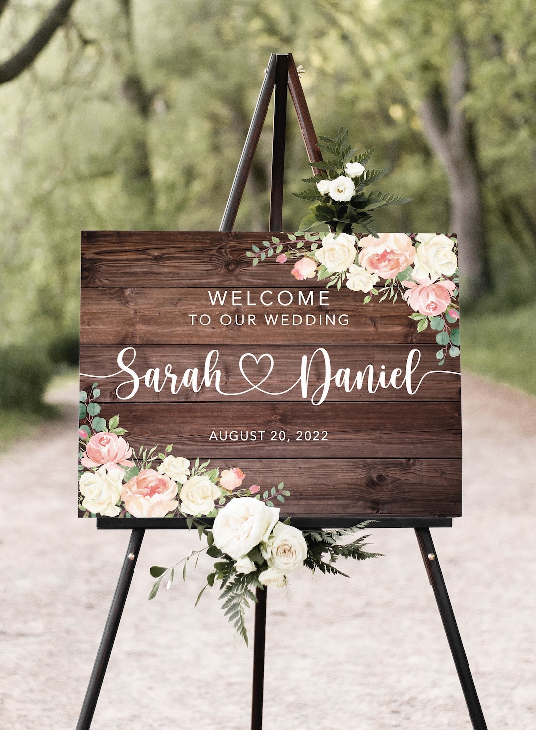 Rustic Wedding Welcome Sign, Blush Wedding Welcome Sign, Blush and ...