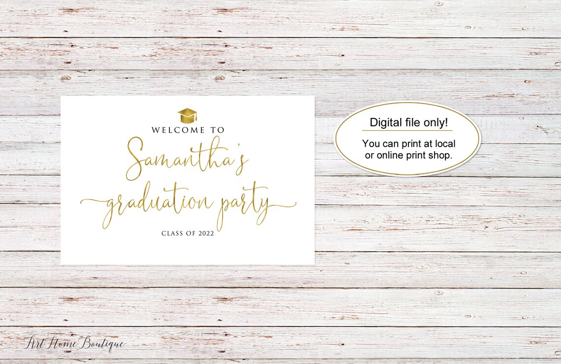 Gold Graduation Party Welcome Sign, Graduation Welcome Sign, Grad Party ...