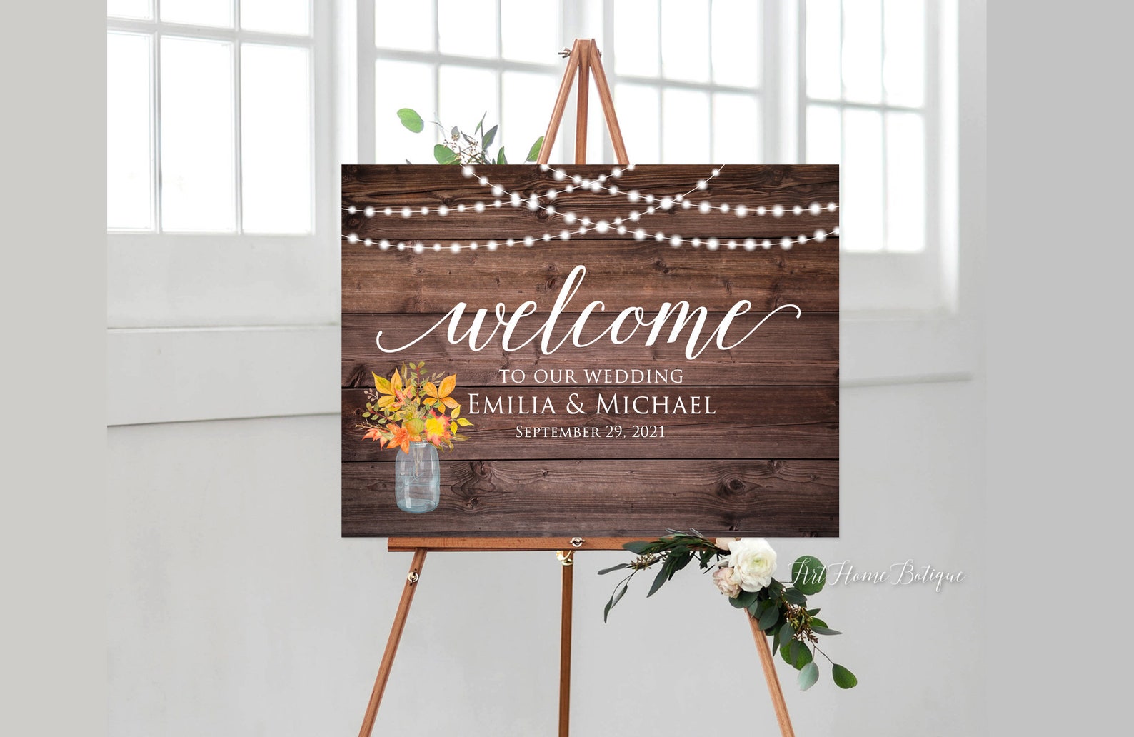 Fall Leaves Wedding Sign Autumn Leaves Wedding Welcome Sign - Etsy