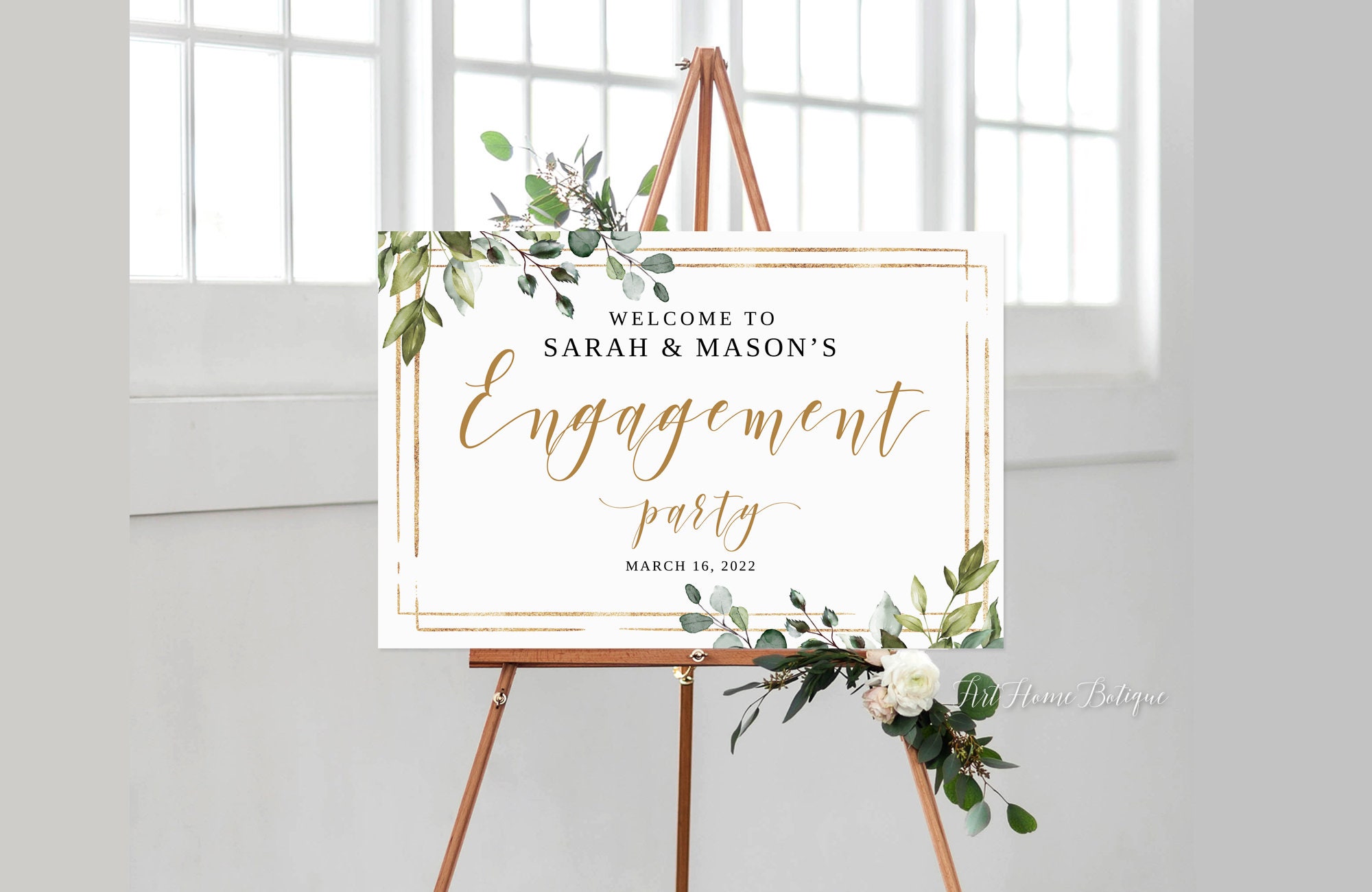 Modern Engagement Party Welcome Sign Botanical Engagement - Etsy