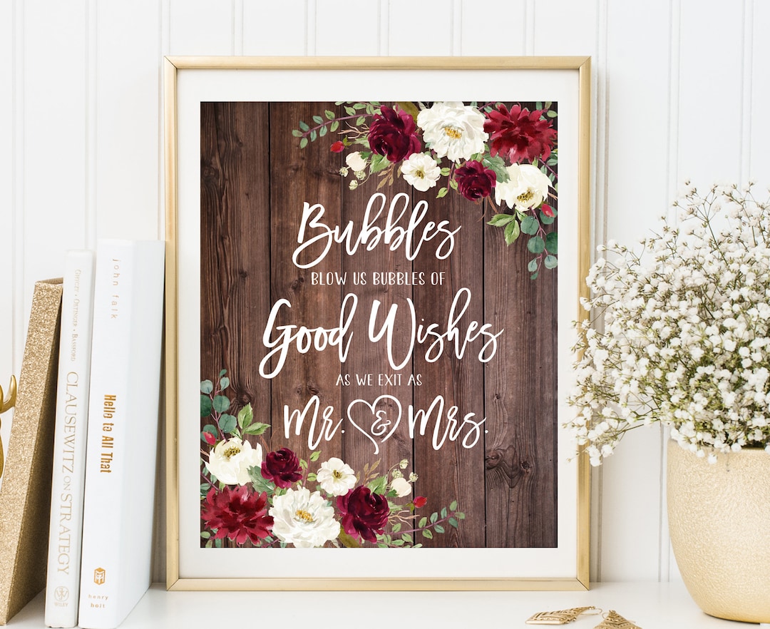 Rustic Bubbles Wedding Sign, Blow Us Bubbles of Good Wishes, Wedding ...