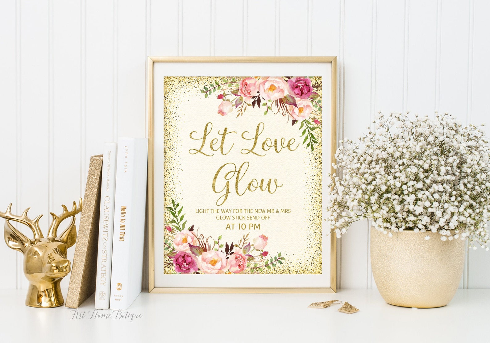 Let Love Glow Sign, Ivory Gold Send off Wedding Sign, Glow Stick ...